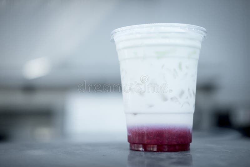 Fresh Milk with Delicious Strawberry in Plastic Cup Stock Image - Image ...
