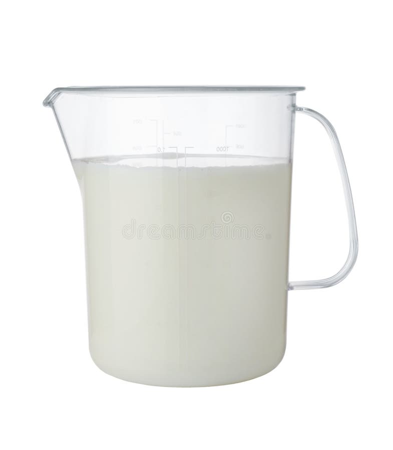 Milk in a Plastic Measuring Cup Isolated Stock Image - Image of liquid ...