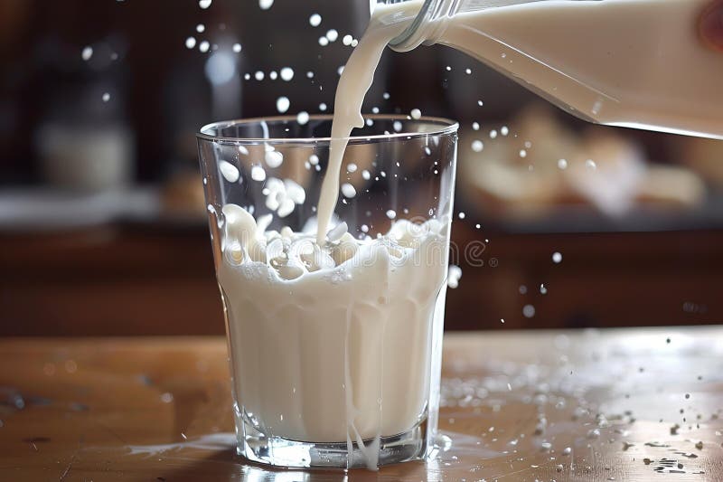 Fresh Milk Pouring into Glass with Splashes Stock Image - Image of ...