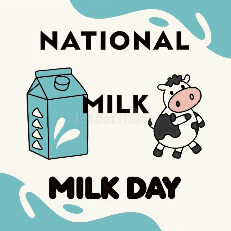 Fresh Milk and World Milk Day Illustration with Blue Sky Stock ...