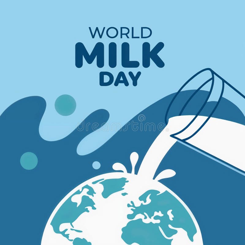 Fresh Milk and World Milk Day Illustration with Blue Sky Stock ...