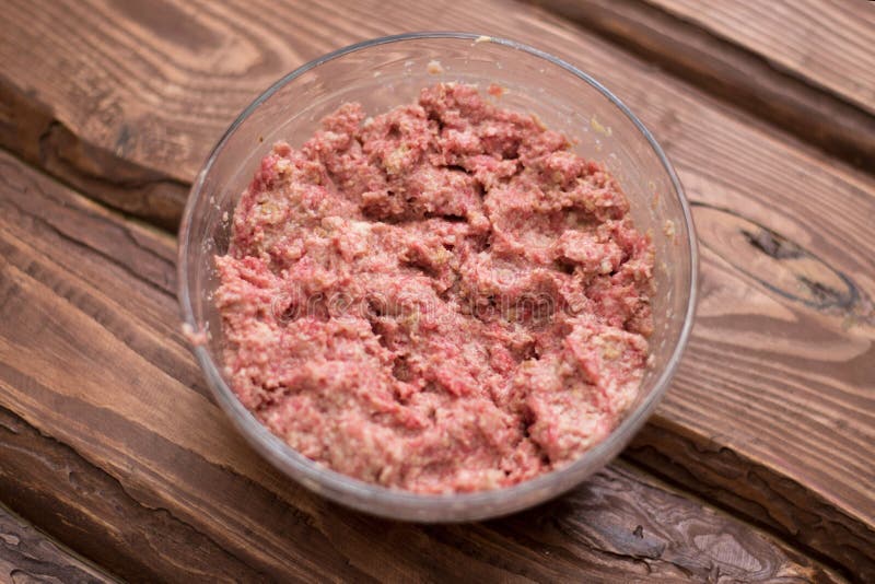 Fresh Minced Meat with Bread for Making Meatballs Stock Photo - Image ...