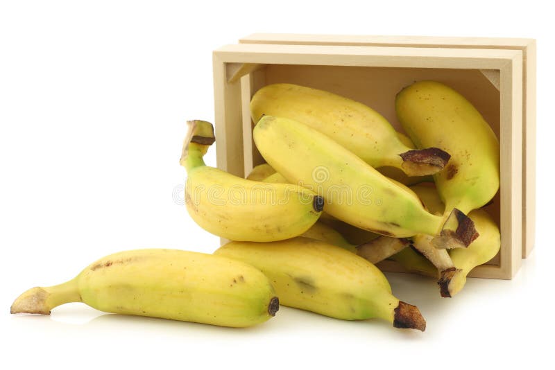 Fresh Mini Bananas Peeled One Wooden Box Stock Photos - Free & Royalty ...