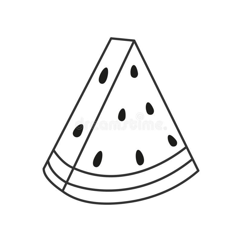 Fresh and Minimal Watermelon Slice in Line Art Style. Outline ...