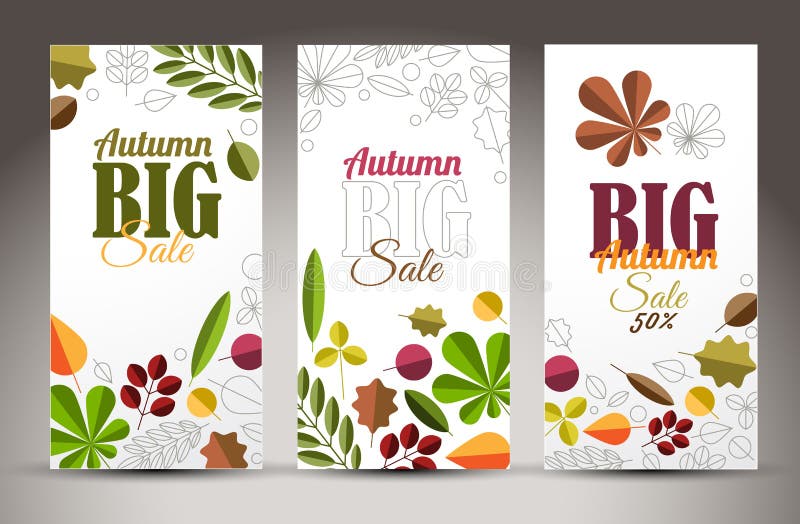 Fresh Minimalist Fall Vertical Banners with Leafs and Sample Text Stock ...
