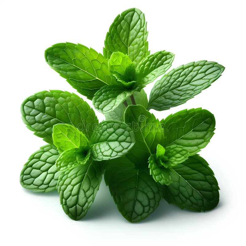Fresh Mint Herb Leaves on White Background Stock Illustration ...