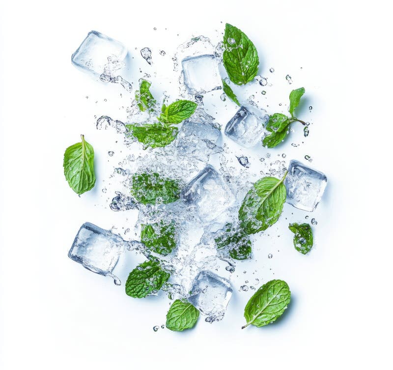 The Fresh Mint Leaves are Splashed with Water and Cut Up Stock ...