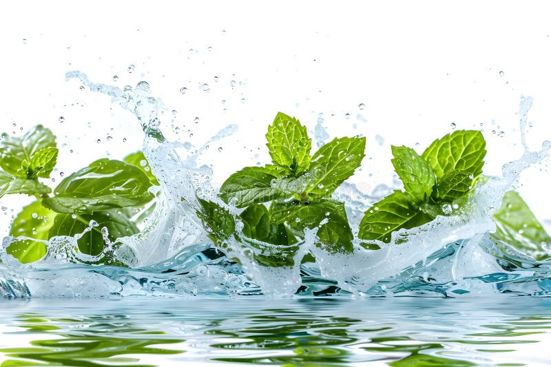 Fresh Mint Splash Isolated White Background Stock Image - Image of ...
