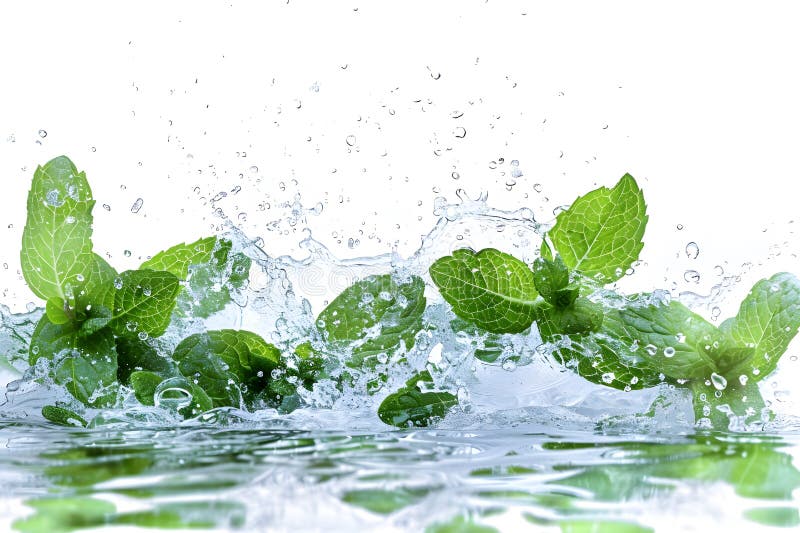 Fresh Mint Splash Isolated White Background Stock Photo - Image of ...
