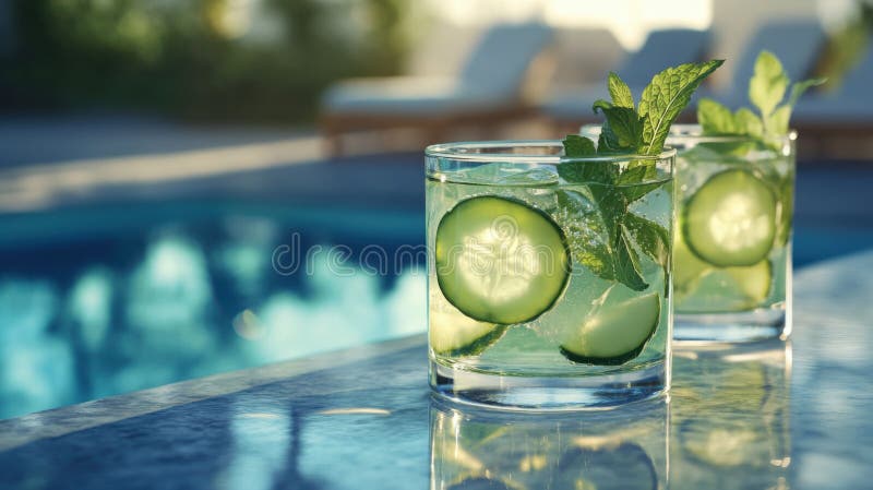 Fresh Minted Lime Drink for Relaxing at the Poolside Generative AI ...