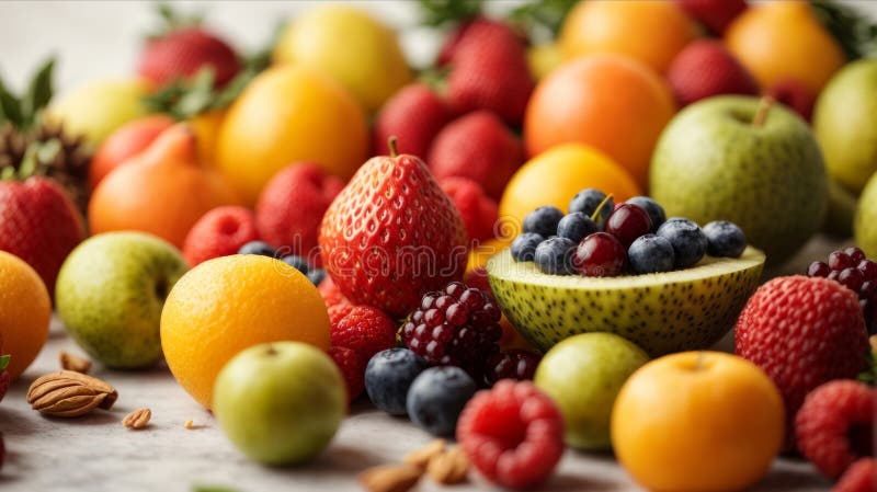 Fresh Mix Fruits Isolated on White Stock Illustration - Illustration of ...