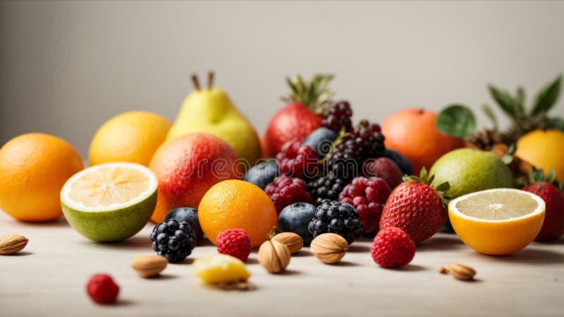 Fresh Mix Fruits Isolated on White Stock Illustration - Illustration of ...