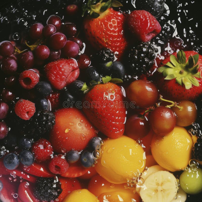 Fresh Mixed Berries in Water Splash Stock Photo - Image of delicious ...