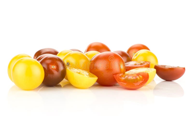 Fresh Mixed Color Cherry Tomato Isolated on White Stock Image - Image ...