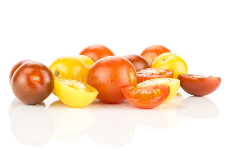 Fresh Mixed Color Cherry Tomato Isolated on White Stock Photo - Image ...