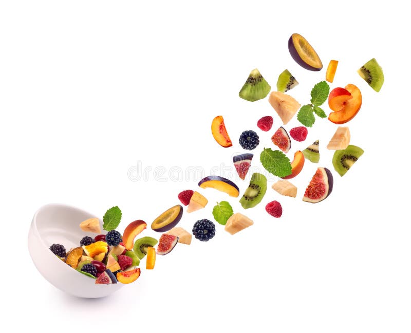 Fresh Mixed Vegetables Falling into a Bowl of Salad Stock Image - Image ...