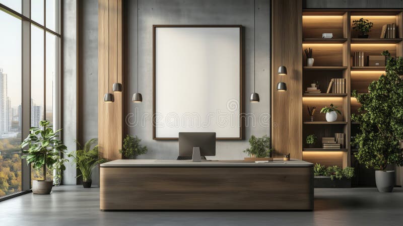 Fresh and Modern Office Interior with Framed Artwork and Greenery ...