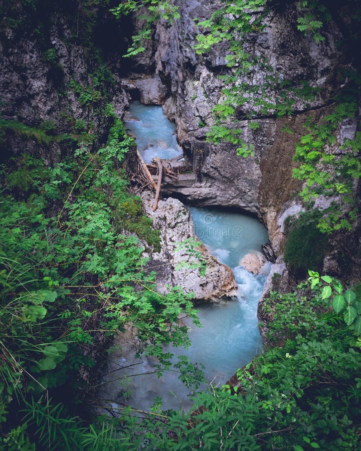Fresh Mountain Stream Flowing between Rocks and Forest Stock Image ...