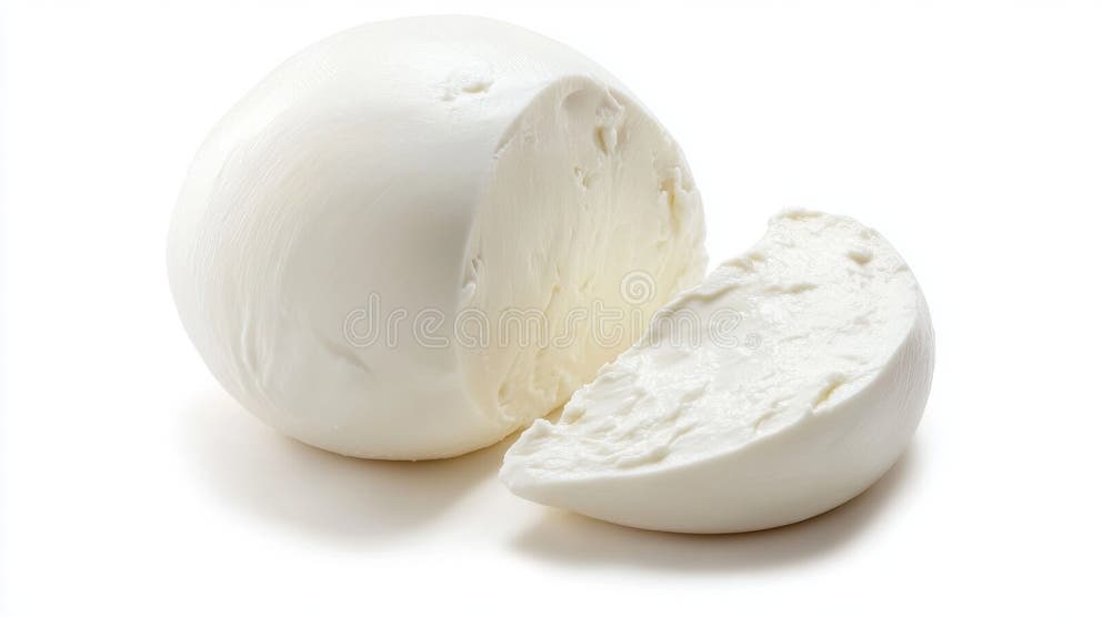 Fresh Mozzarella Cheese Ball with a Sliced Portion Revealing Texture ...