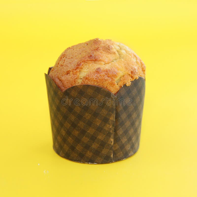 Fresh Muffin on a Yellow Background Stock Image - Image of continental ...