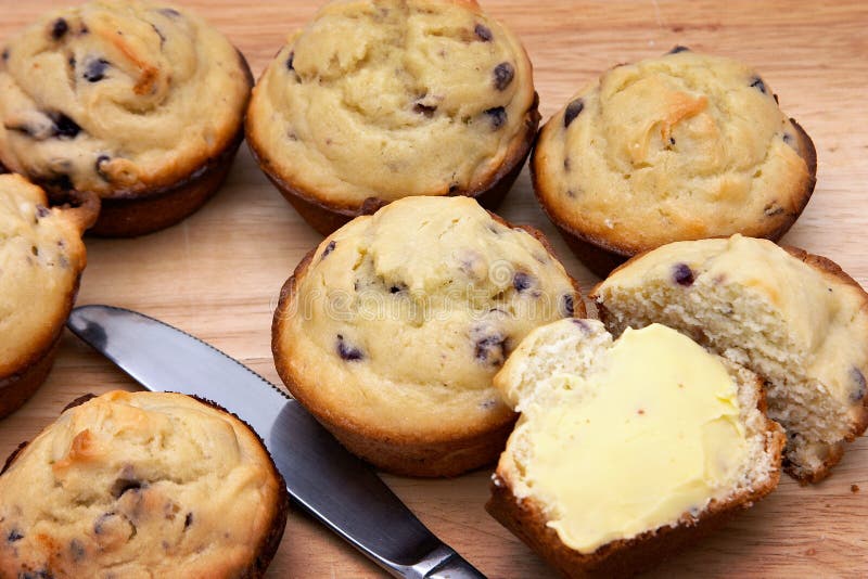 Fresh Muffins stock photo. Image of knife, snack, muffins - 402136