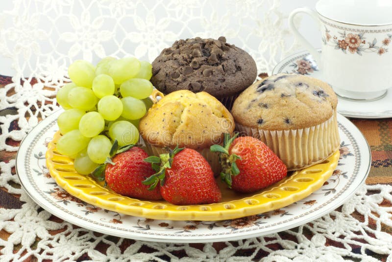 Fresh Muffins and Fruit stock photo. Image of chocolate - 17911206
