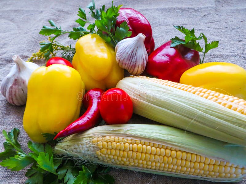 Fresh Multi-colored Vegetables on the Table with Greens Stock Image ...