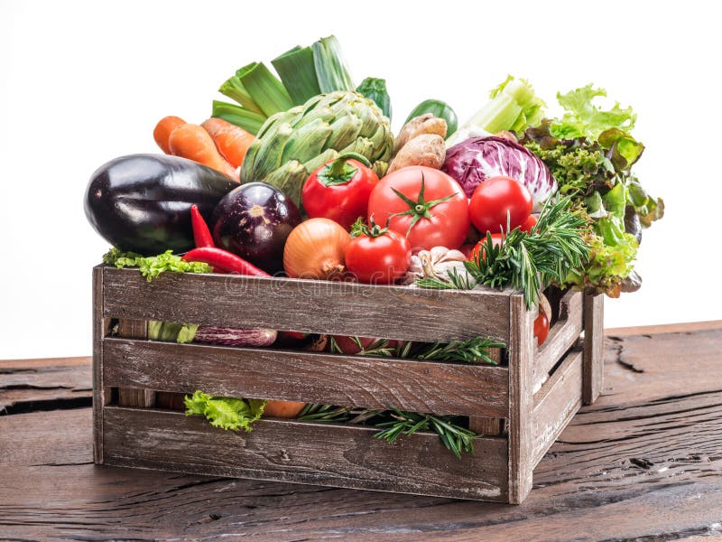 Fresh Multi-colored Vegetables in Wooden Crate. Stock Image - Image of ...