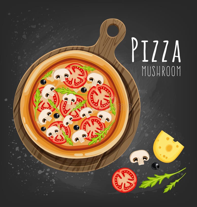 Mushroom Pizza Stock Illustrations – 9,367 Mushroom Pizza Stock ...