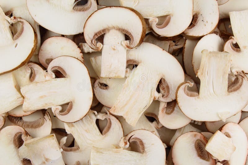 Fresh Mushroom Slices Food Background Texture Stock Image - Image of ...