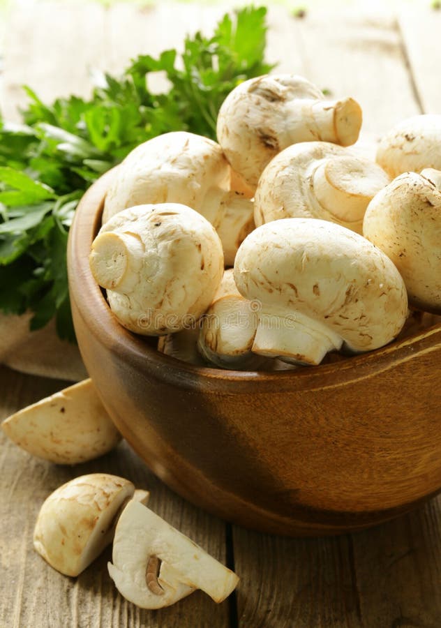 Fresh Mushrooms (champignons) Stock Image - Image of appetizing, nature ...