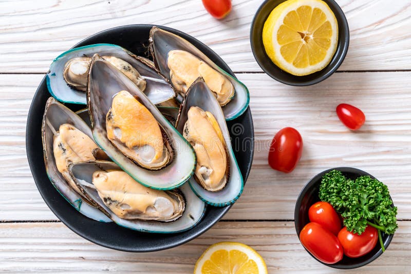 Fresh mussel on bowl stock photo. Image of seafood, fish - 153634816