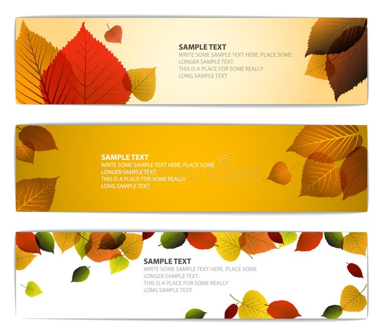 Fresh Natural Fall Horizontal Banners with Leafs Stock Illustration ...