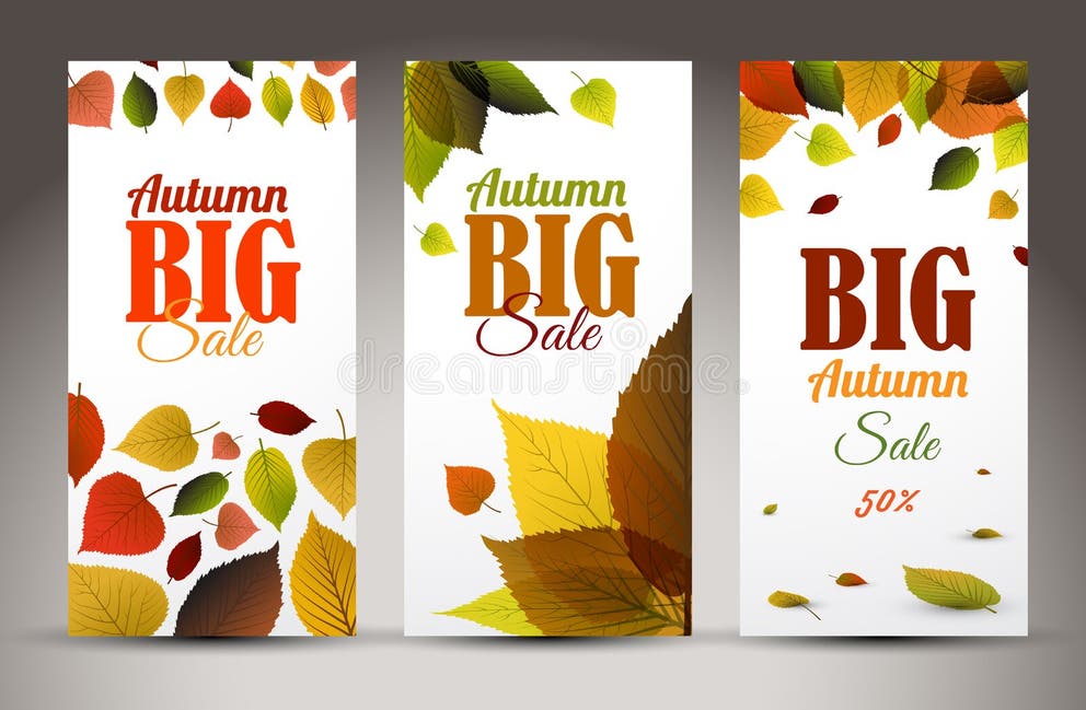 Fresh Natural Fall Vertical Banners with Leafs and Sample Text Stock ...