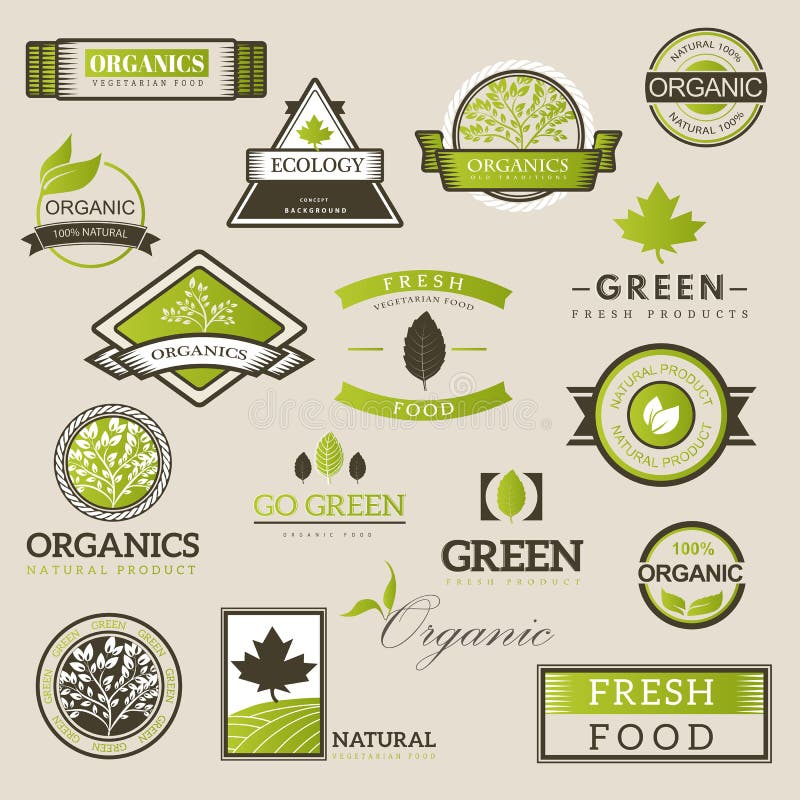 Fresh and Natural Food Logos Stock Vector - Illustration of plant ...