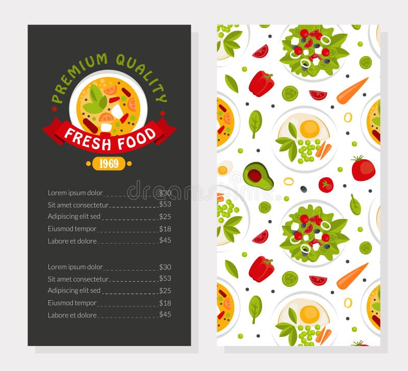 Fresh Natural Food Served on Plate Menu Vector Template Stock Vector ...