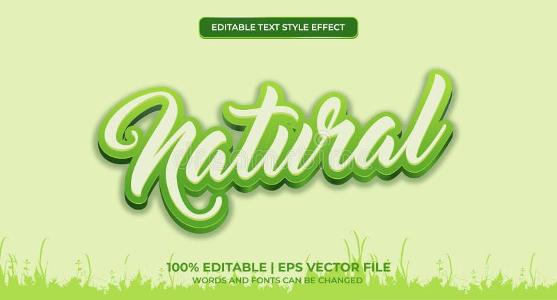 Fresh Natural Green 3d Editable Text Effect. Vector Illustration Stock ...