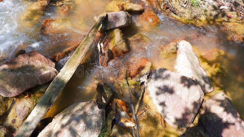 Fresh Natural Small River Water Flowing with a Stretch of Rocks Stock ...