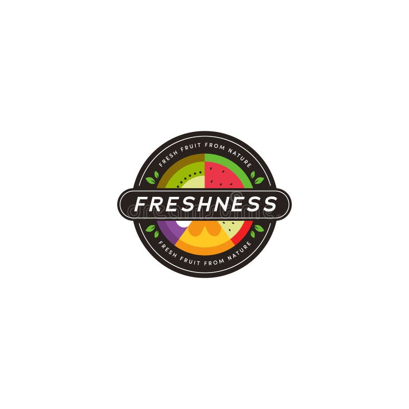 Fresh Nature Fruit Vegetable Store Logo Round Badge Icon Template Stock ...