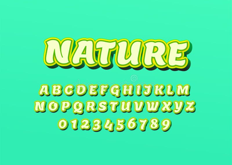 Fresh and Nature Style Custom Font Alphabet Letters and Numbers Stock ...