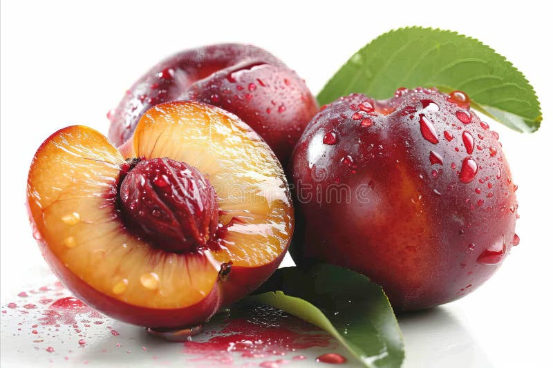 Fresh Nectarine Fruit Isolated on White Background with High Detailed ...