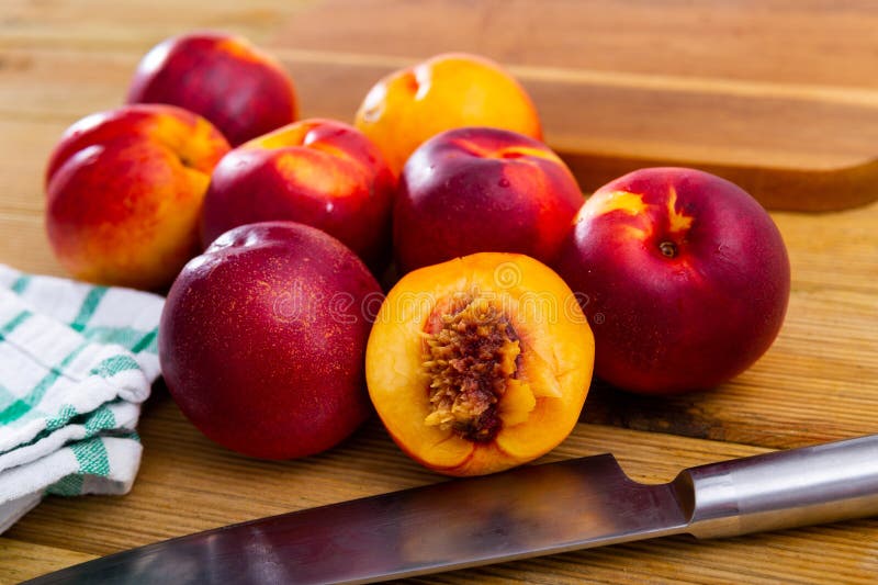 Fresh Nectarine Fruit Served on Table Stock Photo - Image of ...