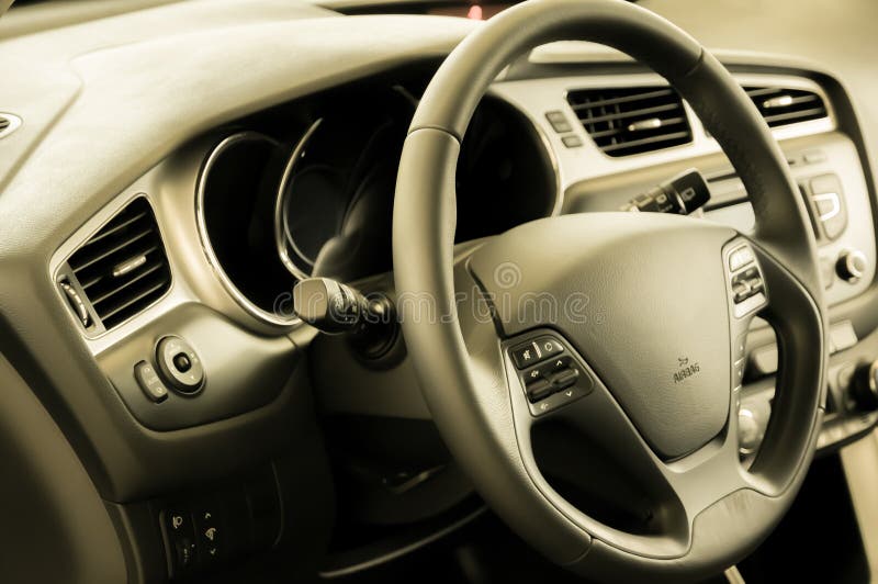 Fresh and new car interior stock image. Image of chrome - 26309739