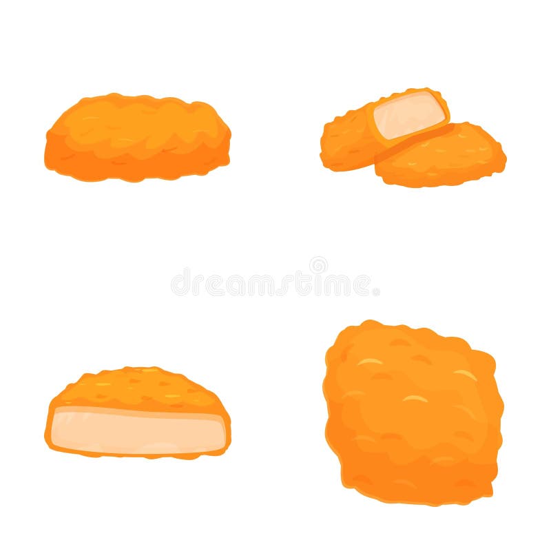 Fresh Nugget Icons Set Cartoon Vector Crispy Fried Chicken Nugget Stock Illustration