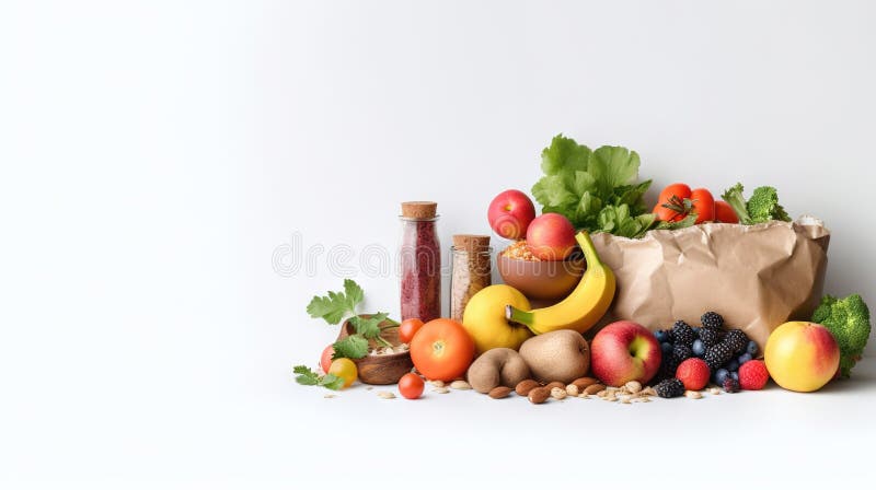 Fresh and Nutritious: a Background of Healthy Foods. Created with ...