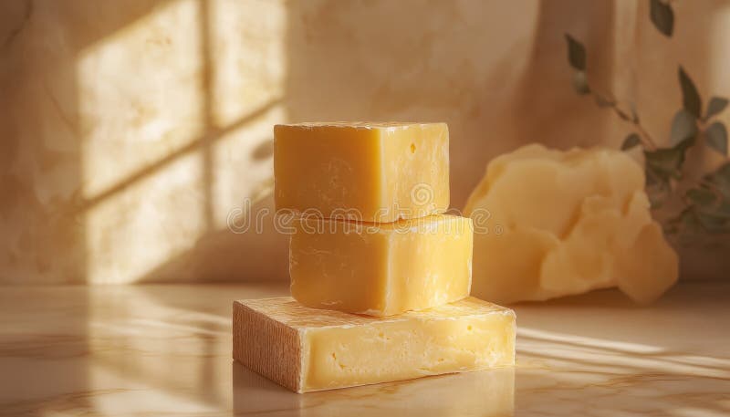 Fresh and Nutritious Cheese Package Mockup Stacked on a Natural Surface ...