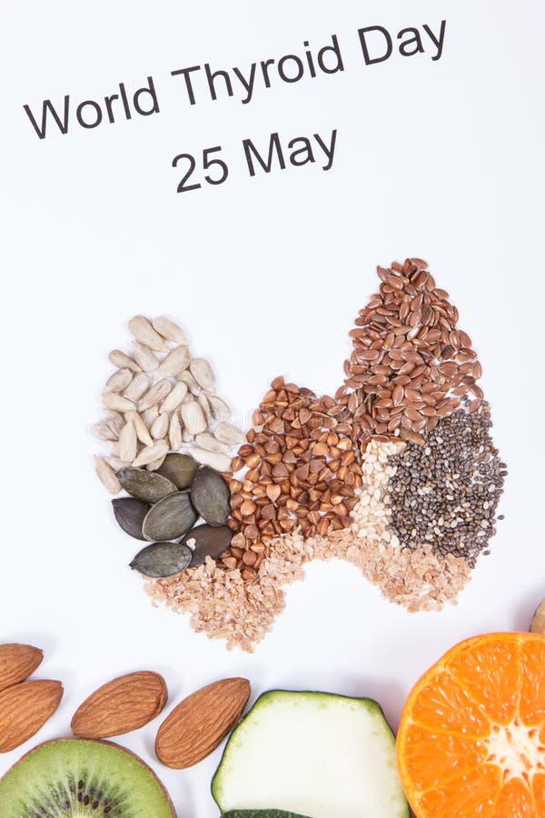 Fresh Nutritious Ingredients in Shape of Thyroid. Healthy Food As ...