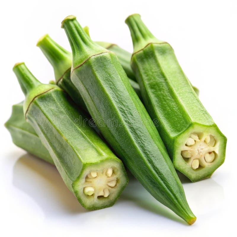 Fresh Okra Isolated on White Background Stock Illustration ...