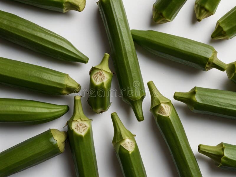 Fresh Okra. Fresh Raw Okra Isolated on White Background, Horizontal ...