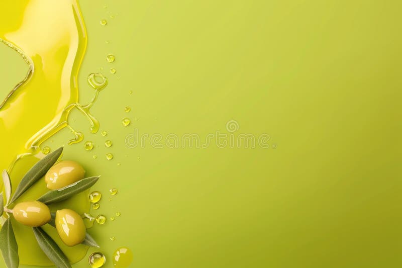 Fresh Olives with Olive Oil Splash on Bright Green Background Stock ...